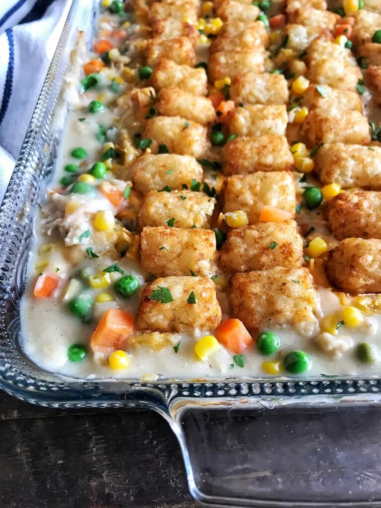 Tater Tot Topped Chicken Pot Pie - The Skinnyish Dish
